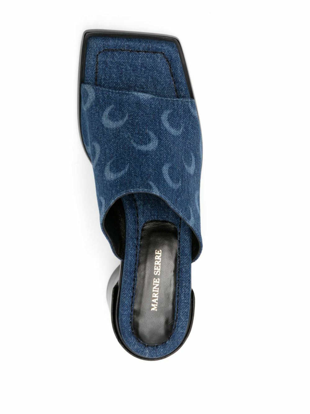 Marine Serre Blue MS Regenerated Denim Mules Marine Serre