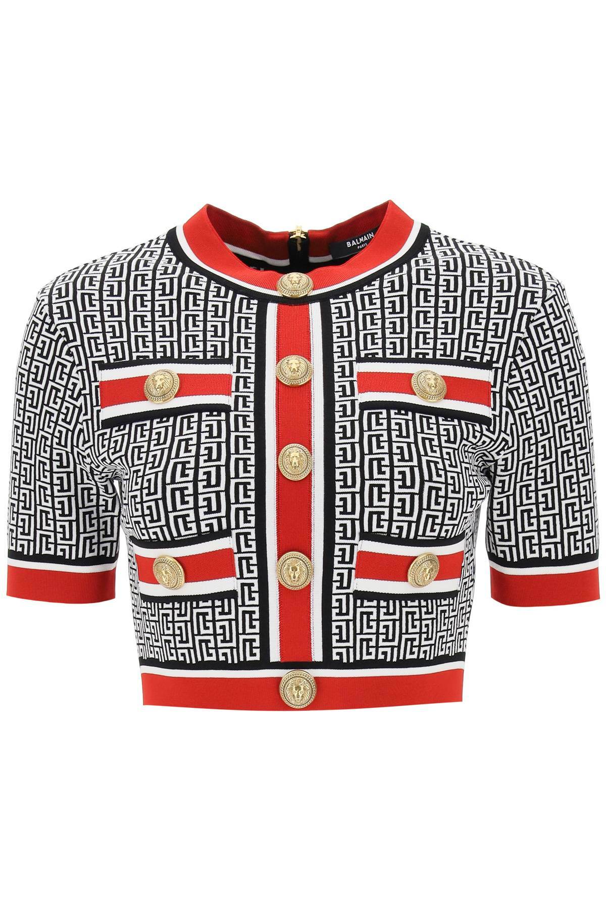 Balmain Jacquard Monogrammed Crop Top Balmain
