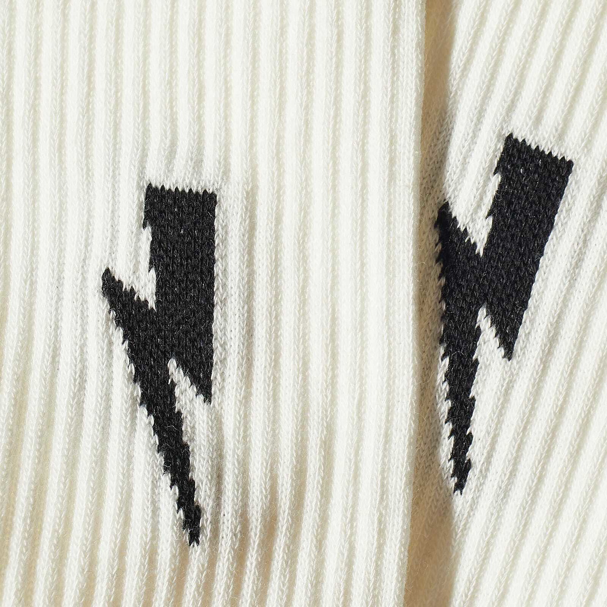 Neil Barrett Men's Lightning Bolt Socks in Natural/Black Neil Barrett