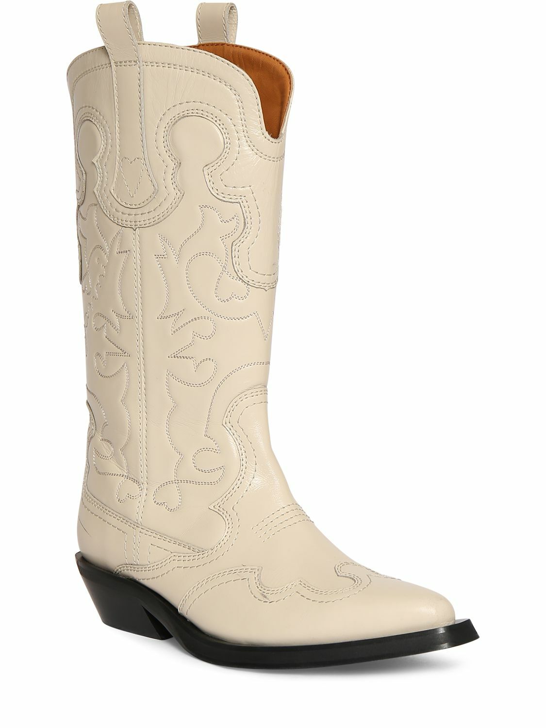 GANNI - 40mm Mid Shaft Embroidered Western Boots GANNI