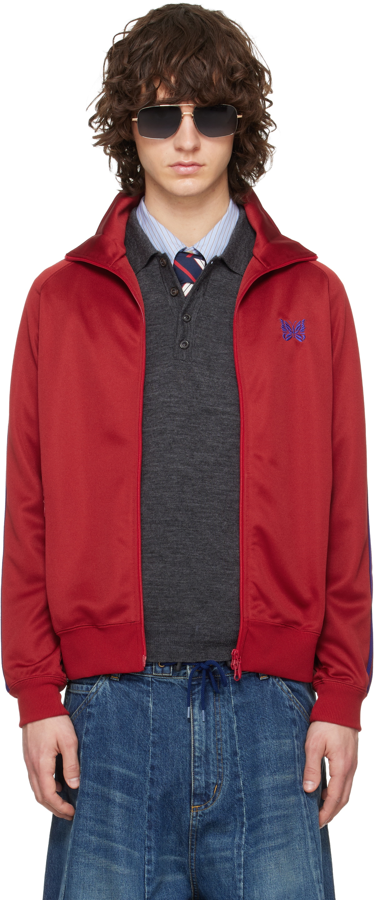 NEEDLES Red Poly Smooth Track Jacket Needles