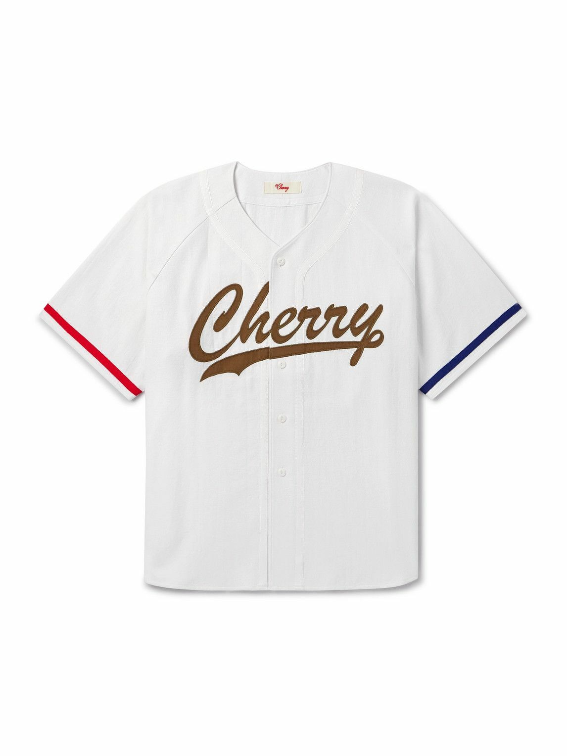 Cherry Los Angeles - Logo-Appliquéd Striped Cotton-Twill Shirt - White ...