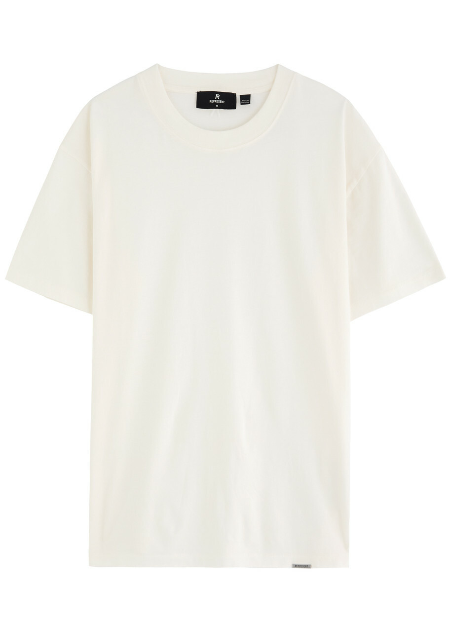 Represent Initial Embroidered Cotton T-shirt White Represent