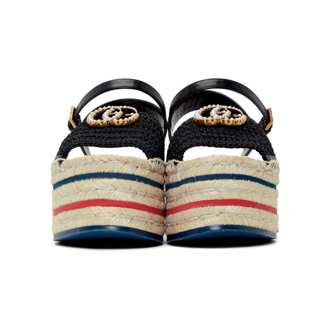 Gucci Black Raffia GG Lilibeth Sandals Gucci