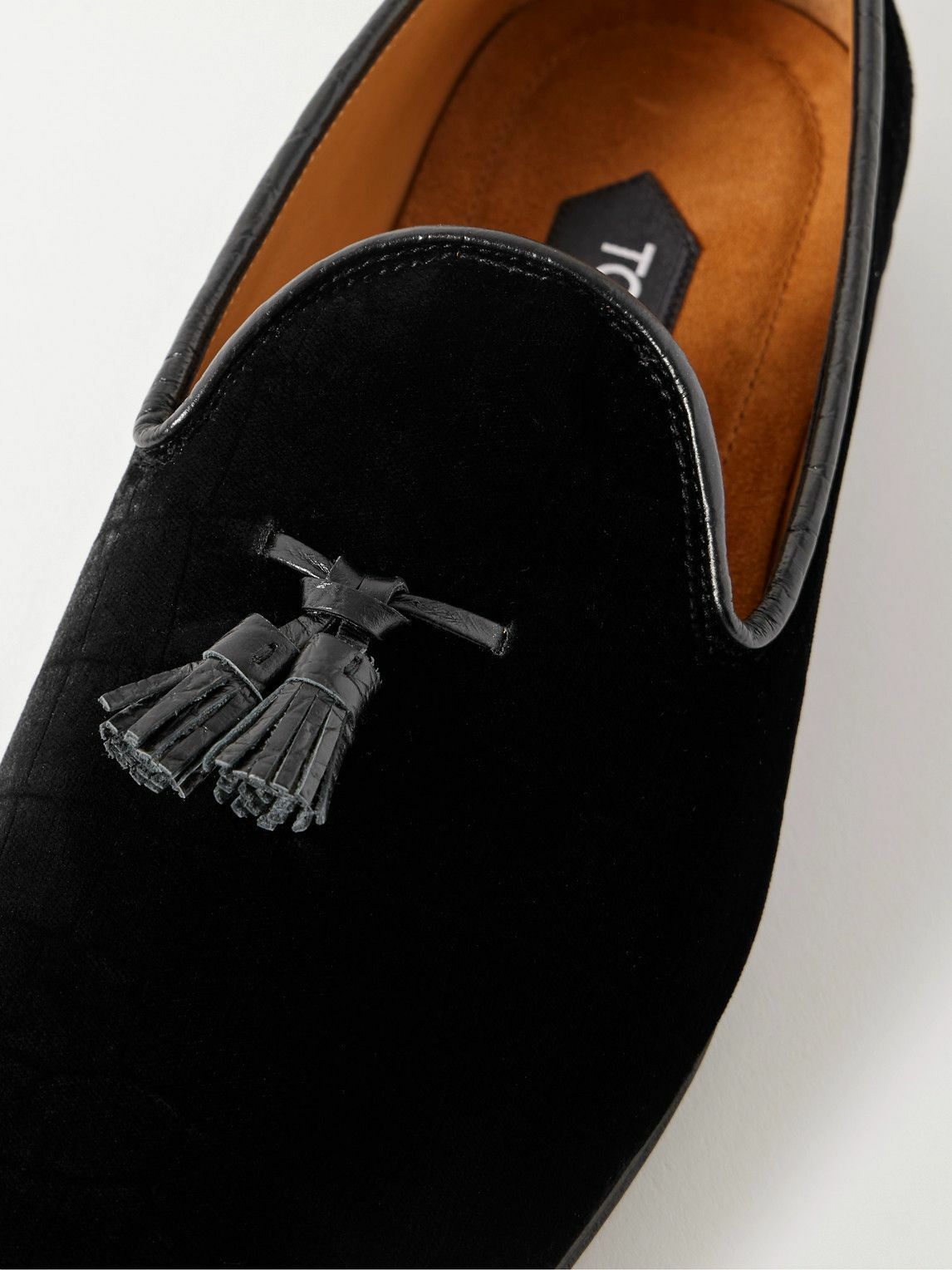 TOM FORD - Bailey Tasselled Leather-Trimmed Velvet Loafers - Black TOM FORD