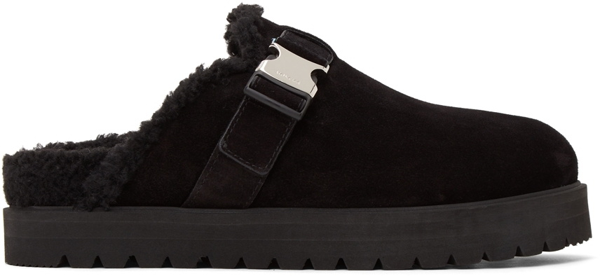 Moncler Black Suede Mon Mule Slides Moncler