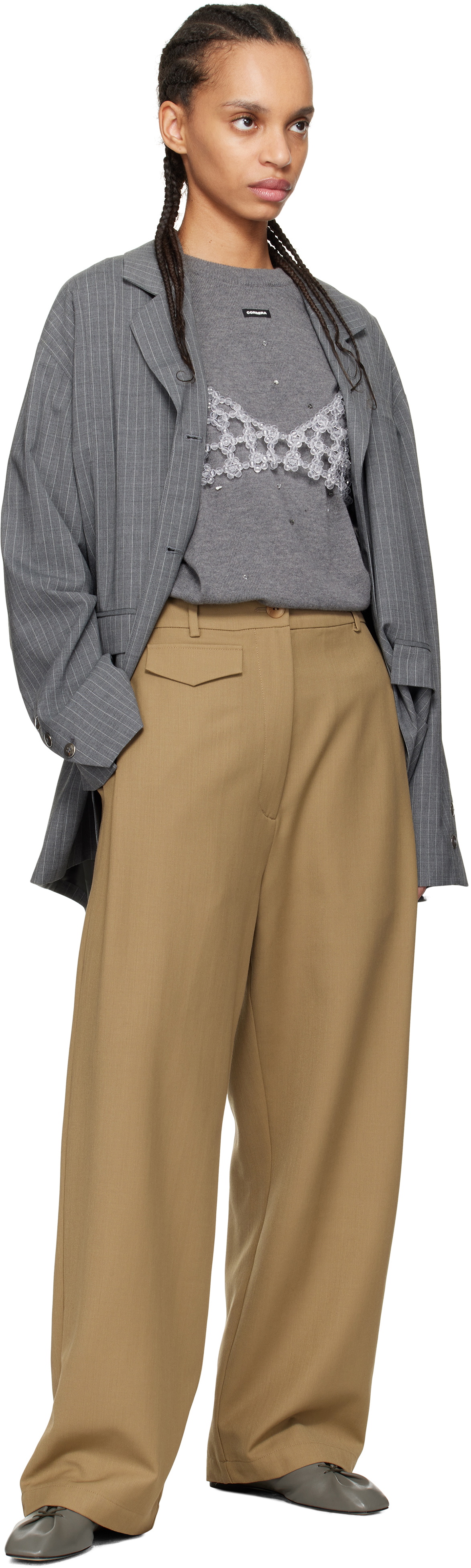 Cordera Gray Tailoring Pinstripe Blazer CORDERA