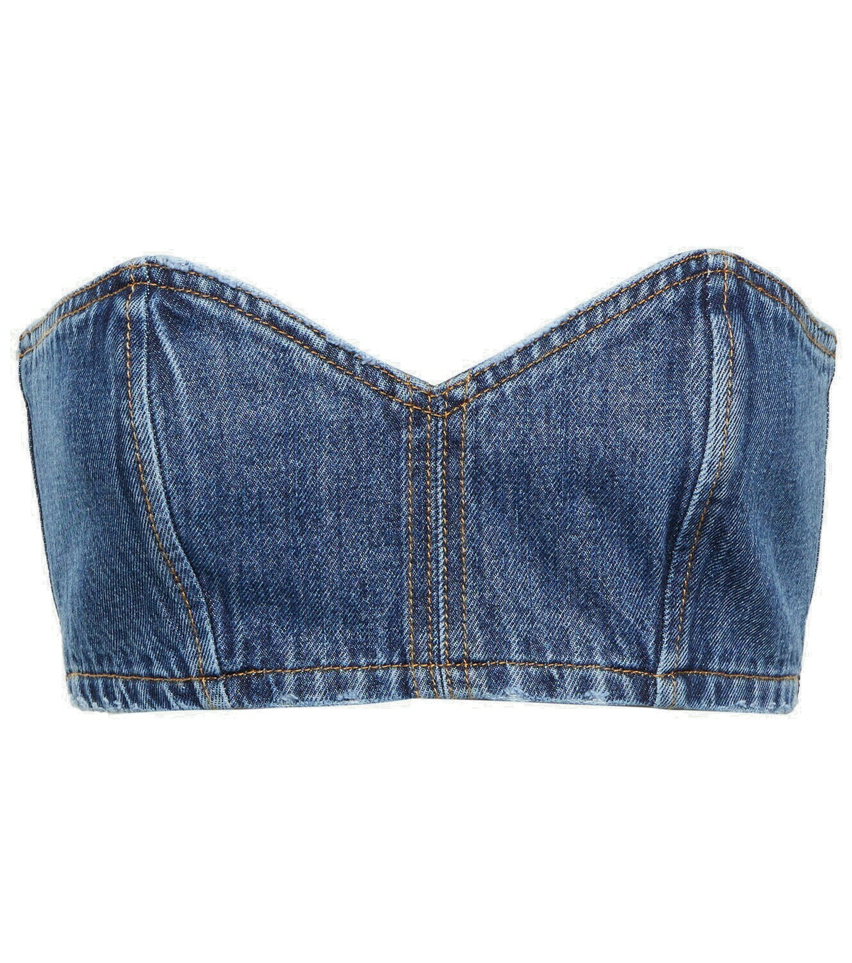 Mônot Strapless denim crop top Monot