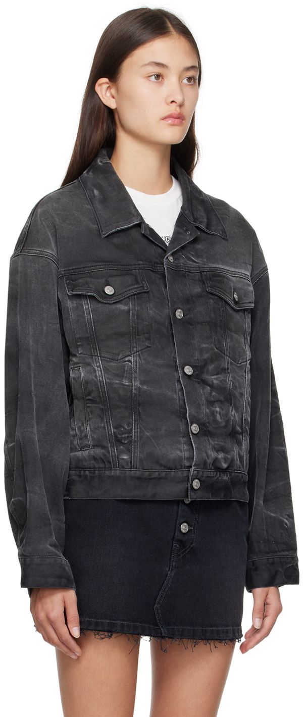 MM6 Maison Margiela Black Faded Denim Jacket MM6 Maison Margiela