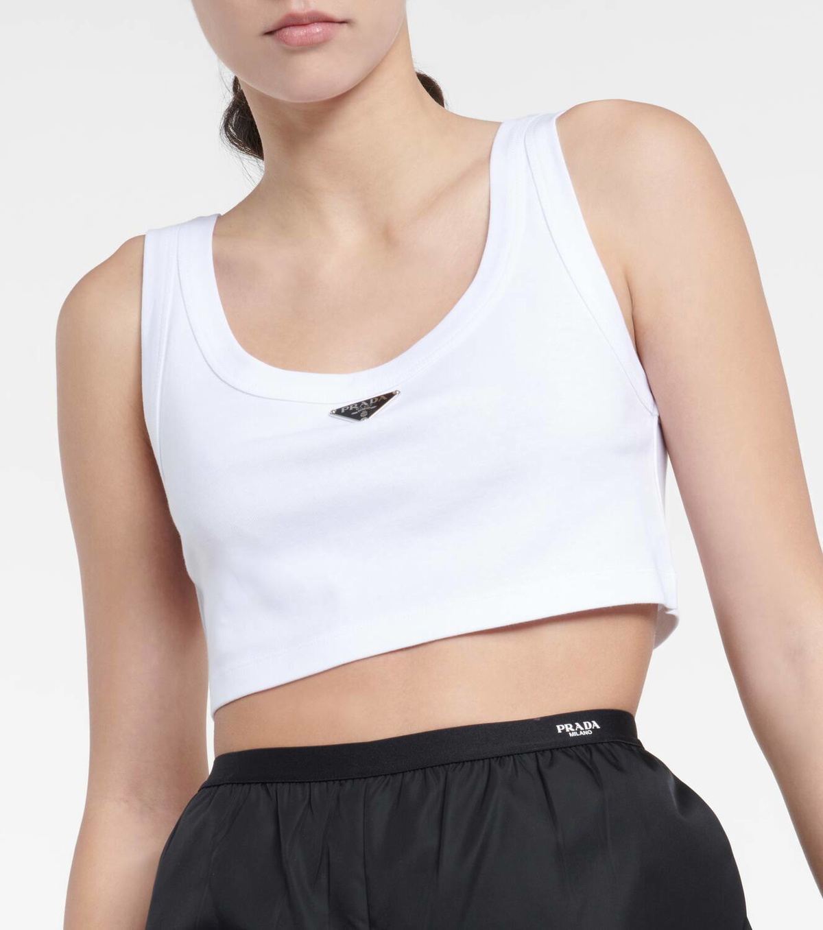 Prada Logo cotton jersey crop top Prada