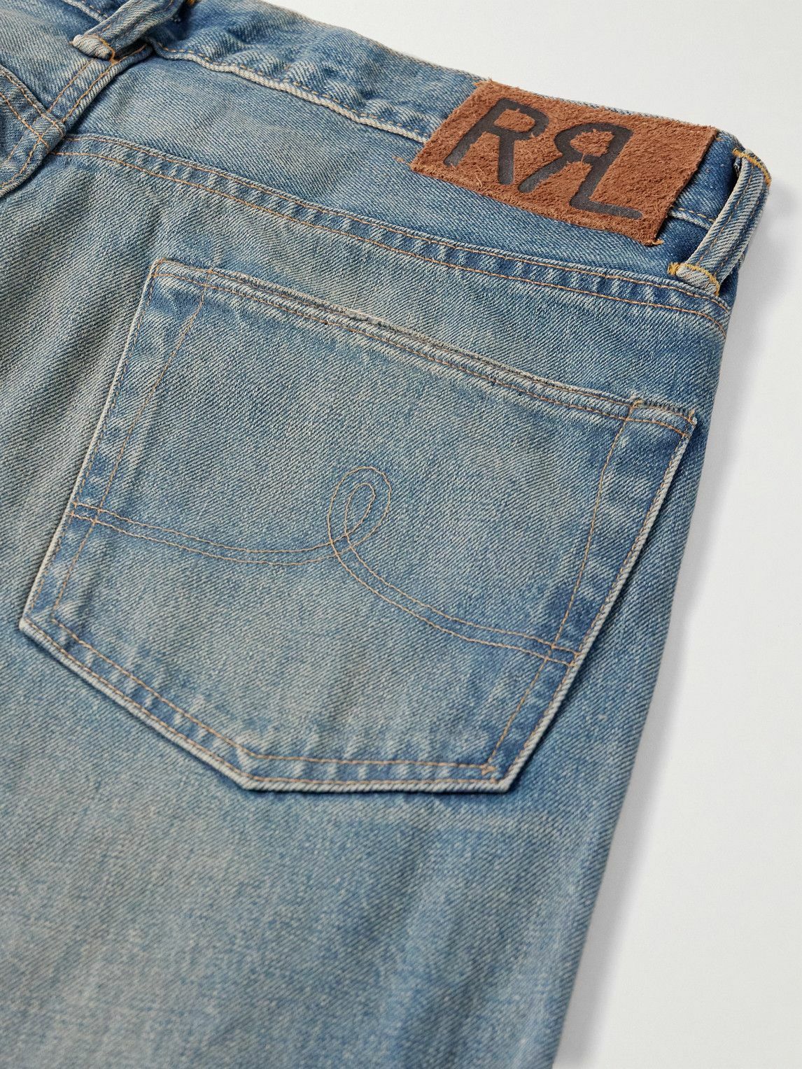 RRL - Straight-Leg Distressed Panelled Selvedge Jeans - Blue RRL