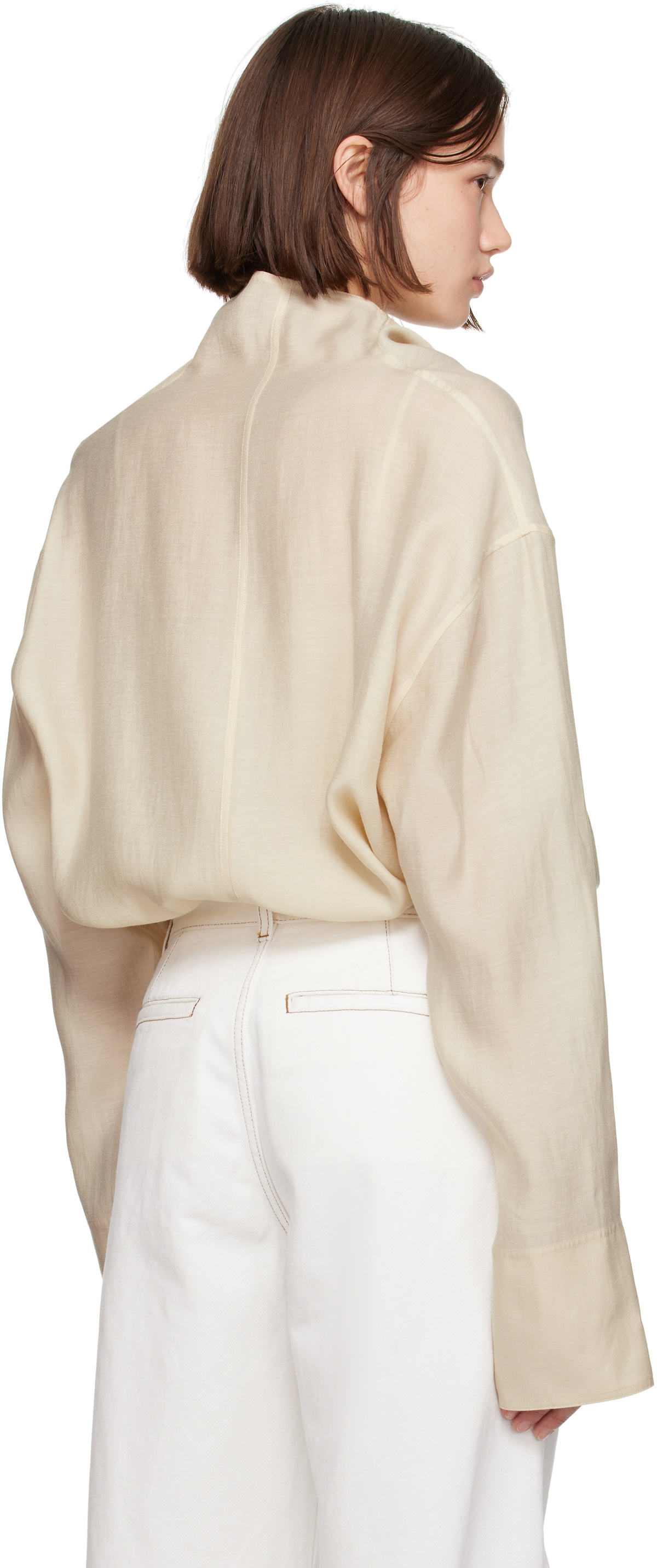 TOTEME Off-White Funnel-Neck Blouse Toteme