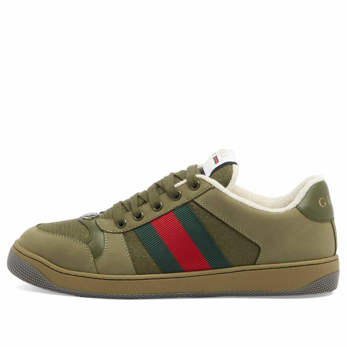 Gucci Men's Screener Cotton Ripstop Sneaker in Green Gucci