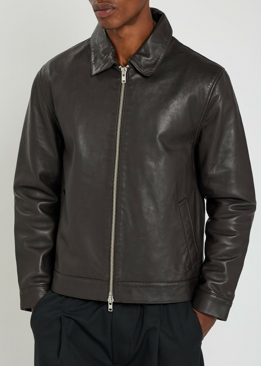 Wax London Kendal Shearling-trimmed Leather Jacket Brown Wax London