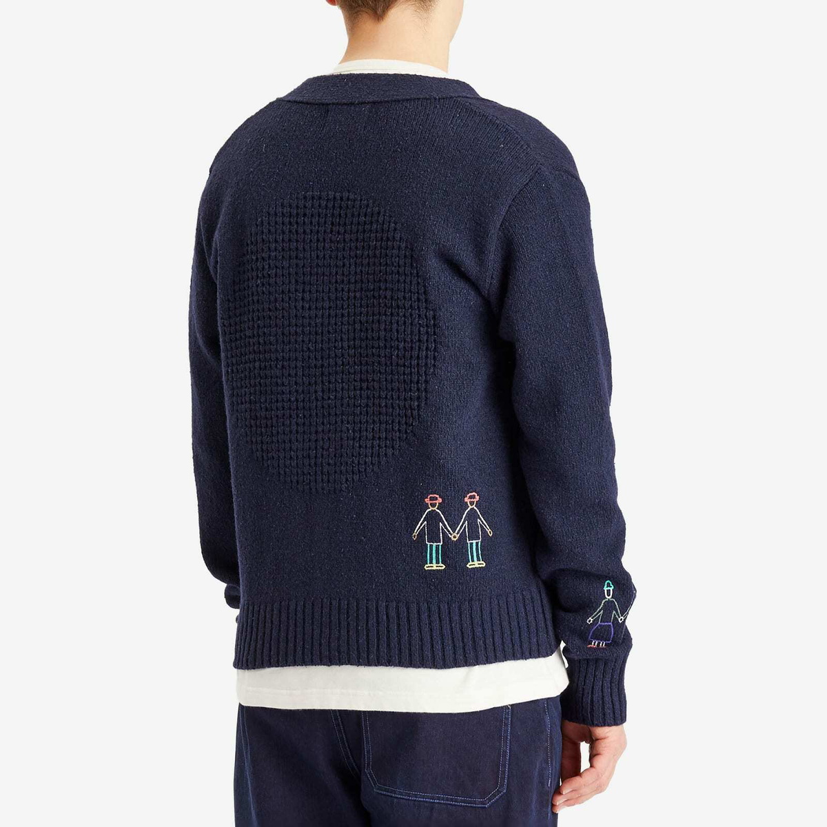 Folk Men's People Cardigan in Navy Mix Folk