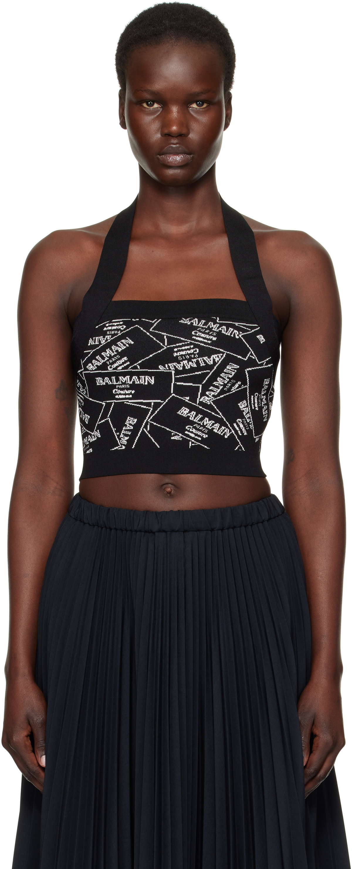 Balmain Black 'Balmain' Label Motif Top Balmain
