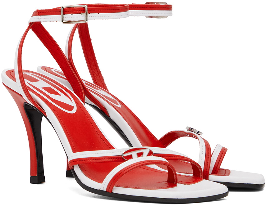 Diesel Red & White D-Venus Heeled Sandals Diesel