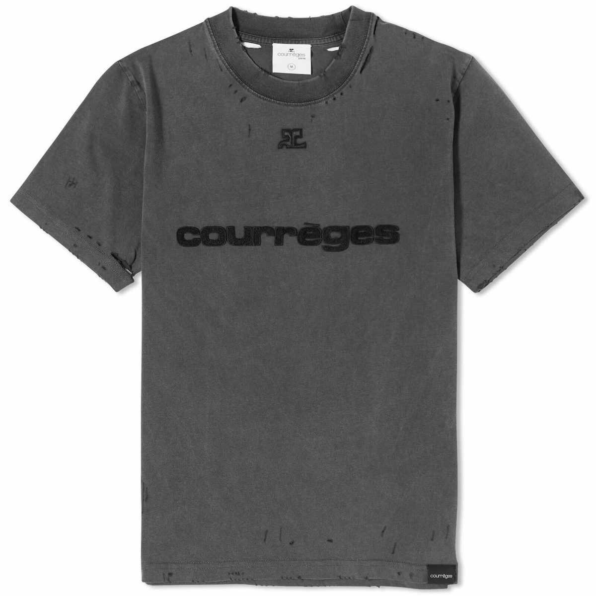Courreges Women's Courrèges Distressed Logo T-Shirt in Black Courreges