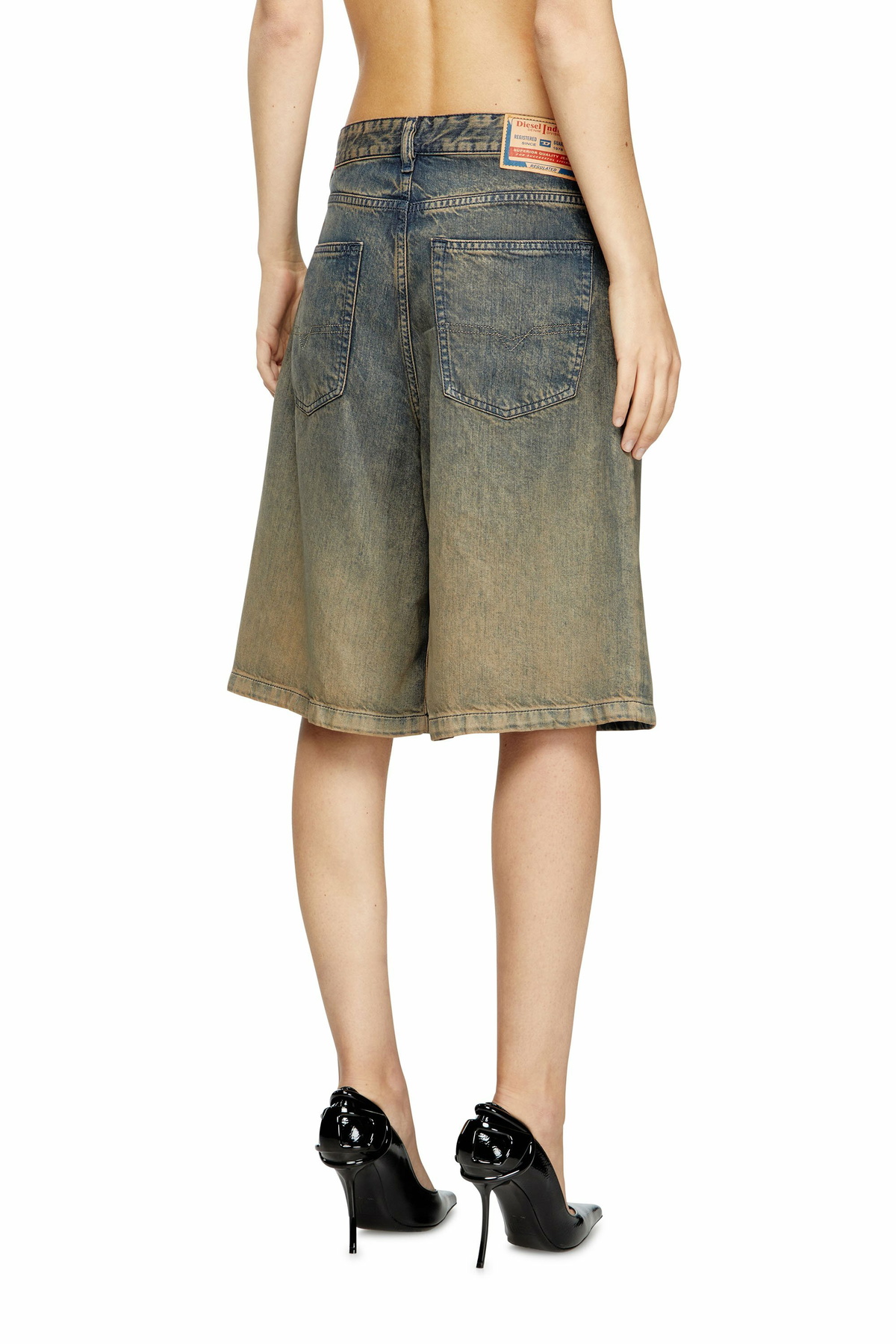 Diesel Shorts in fluid shaded denim - Shorts Womens in Blue Diesel