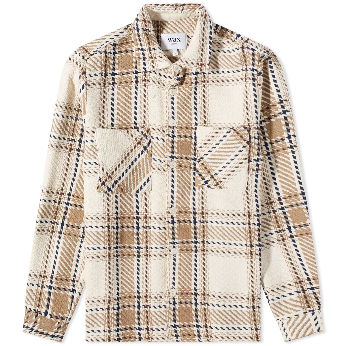 Wax London Men's Whiting Dag Overshirt in Ecru/Beige Wax London