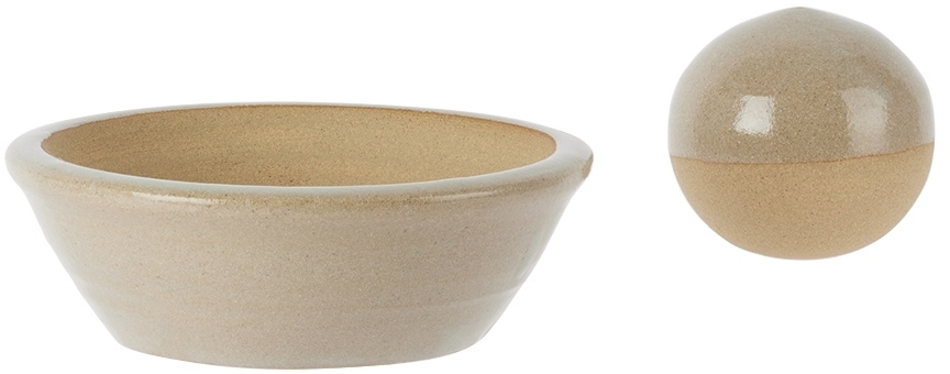 Lily Pearmain Beige Ceramic Pestle & Mortar Set