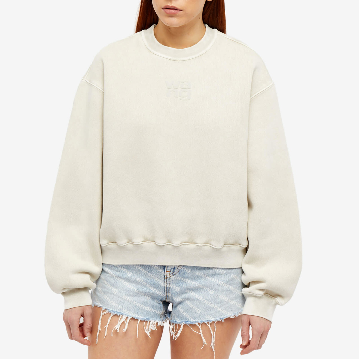 Alexander Wang Women's Puff Paint Logo Essential Crew Sweat in Ice Grey ...