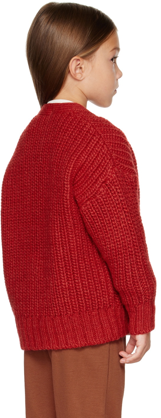 TINYCOTTONS Kids Red Liso Cardigan TINYCOTTONS