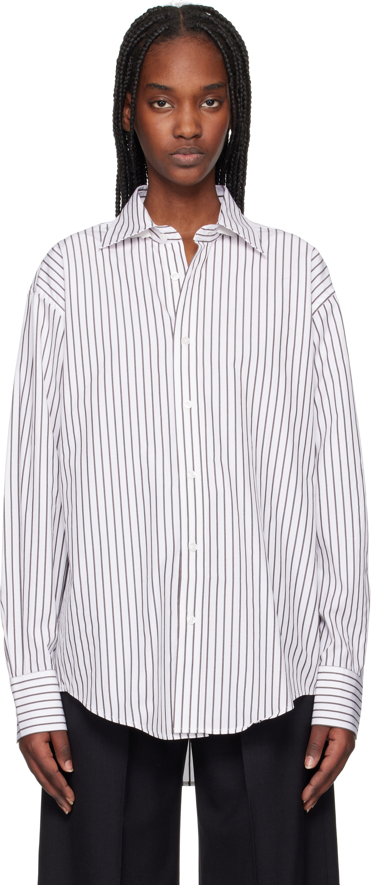 Filippa K White & Brown Classic Stripe Shirt Filippa K