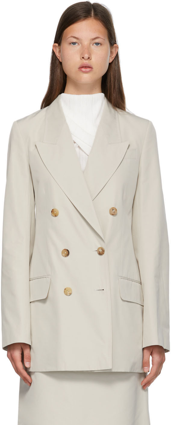 Nina Ricci Grey Oversized Double-Breasted Blazer Nina Ricci