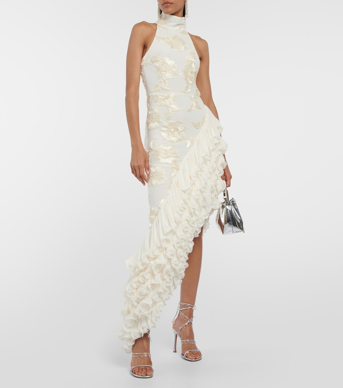 Rotate Birger Christensen Asymmetric appliqué midi dress ROTATE Birger ...