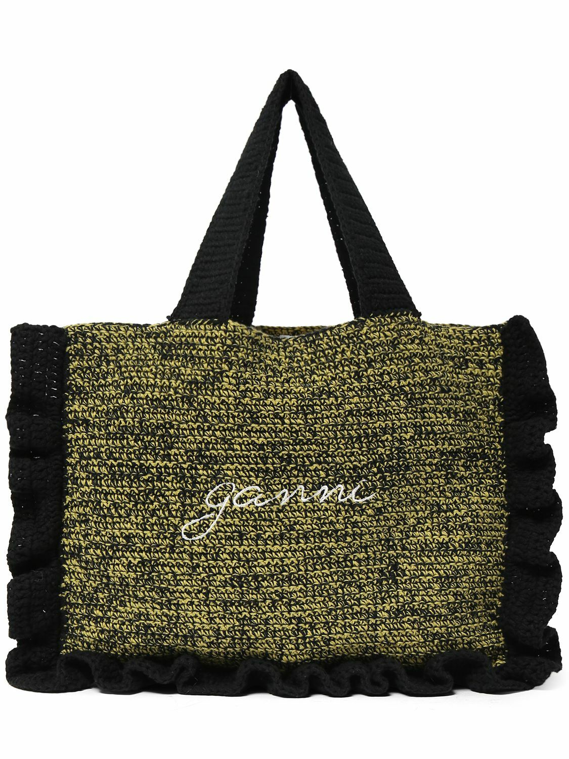 GANNI - Cotton Crochet Ruffled Tote Bag GANNI