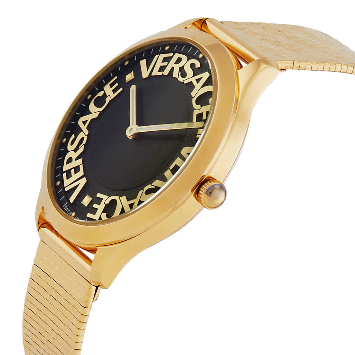 Versace Logo Halo Quartz Black Dial Ladies Watch VE2O00522 Versace