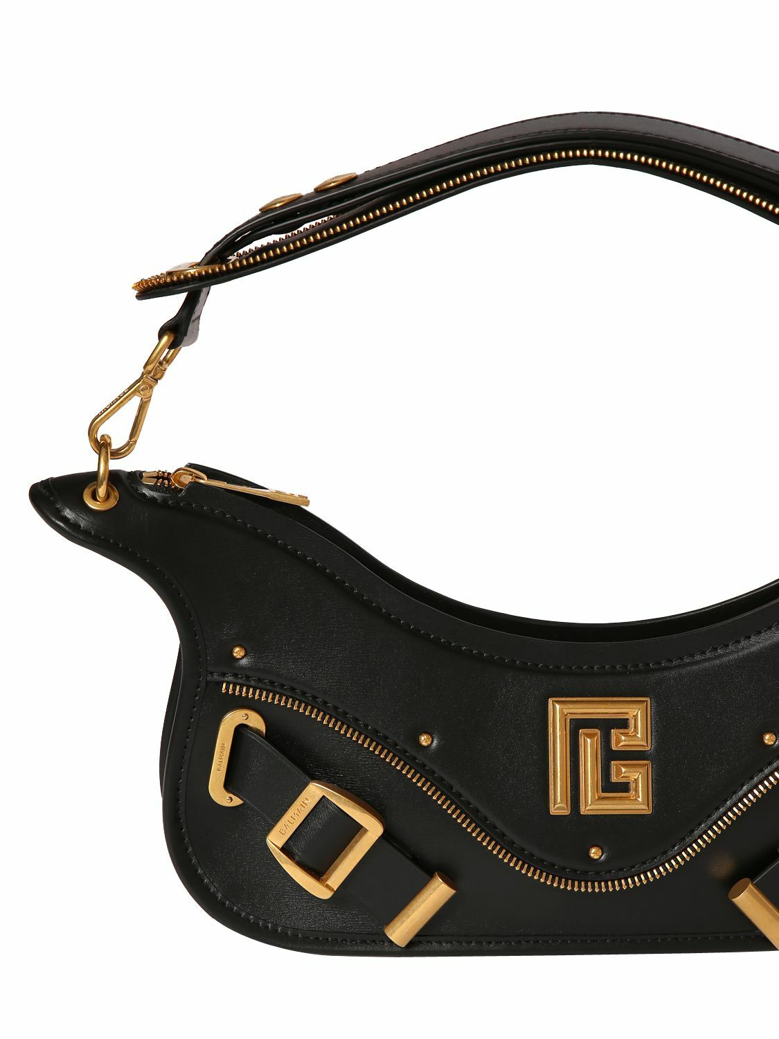 BALMAIN - Blaze Leather Zip Pouch Box Bag Balmain