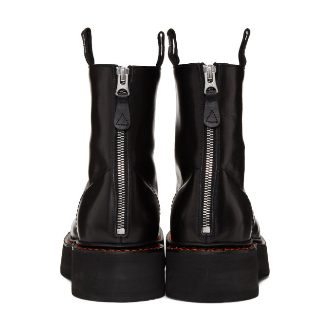 R13 Black Stack Platform Lace-Up Boots R13
