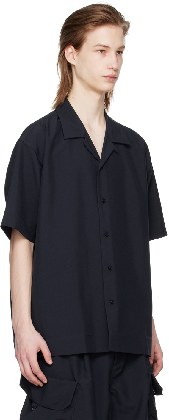 meanswhile Navy Side Slit Shirt meanswhile