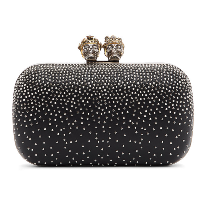 Alexander McQueen Black Embellished King and Queen Clutch Alexander McQueen