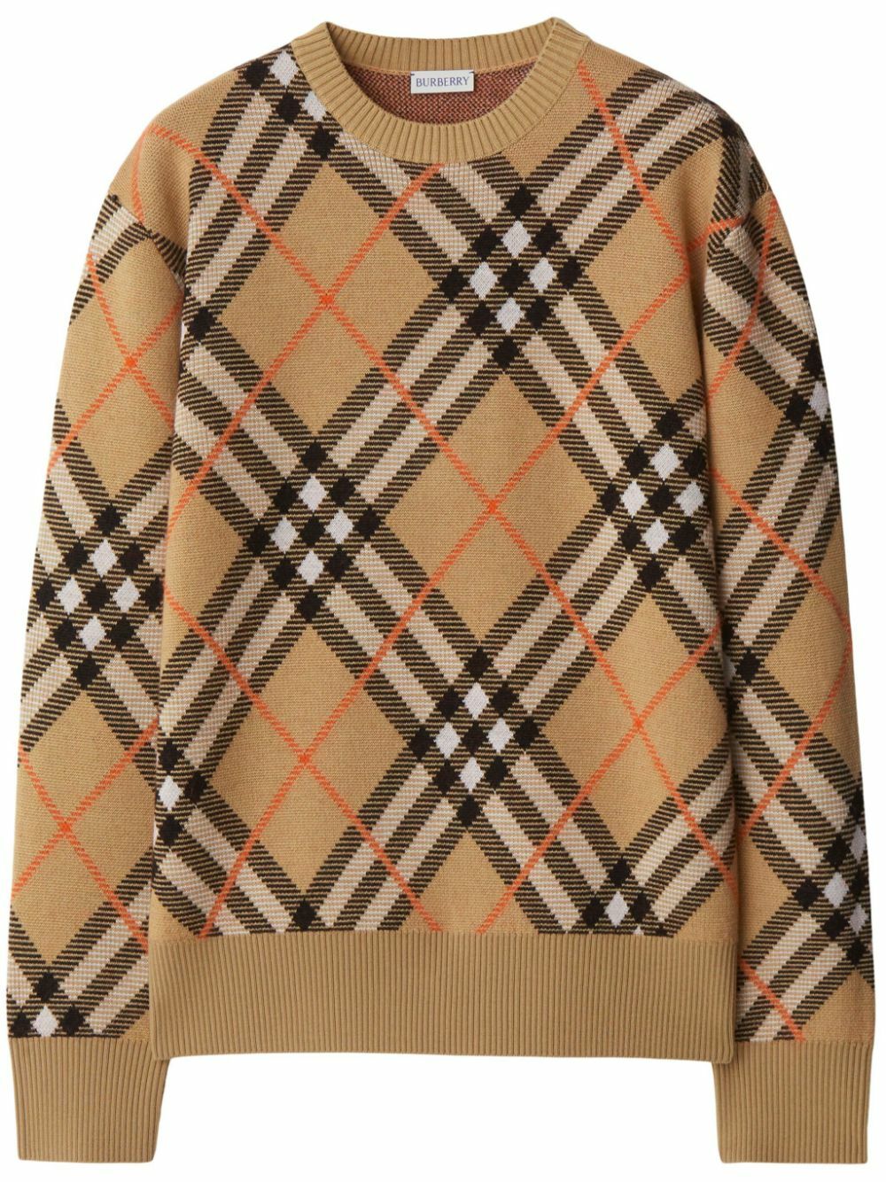 BURBERRY - Check Wool Crewneck Jumper Burberry