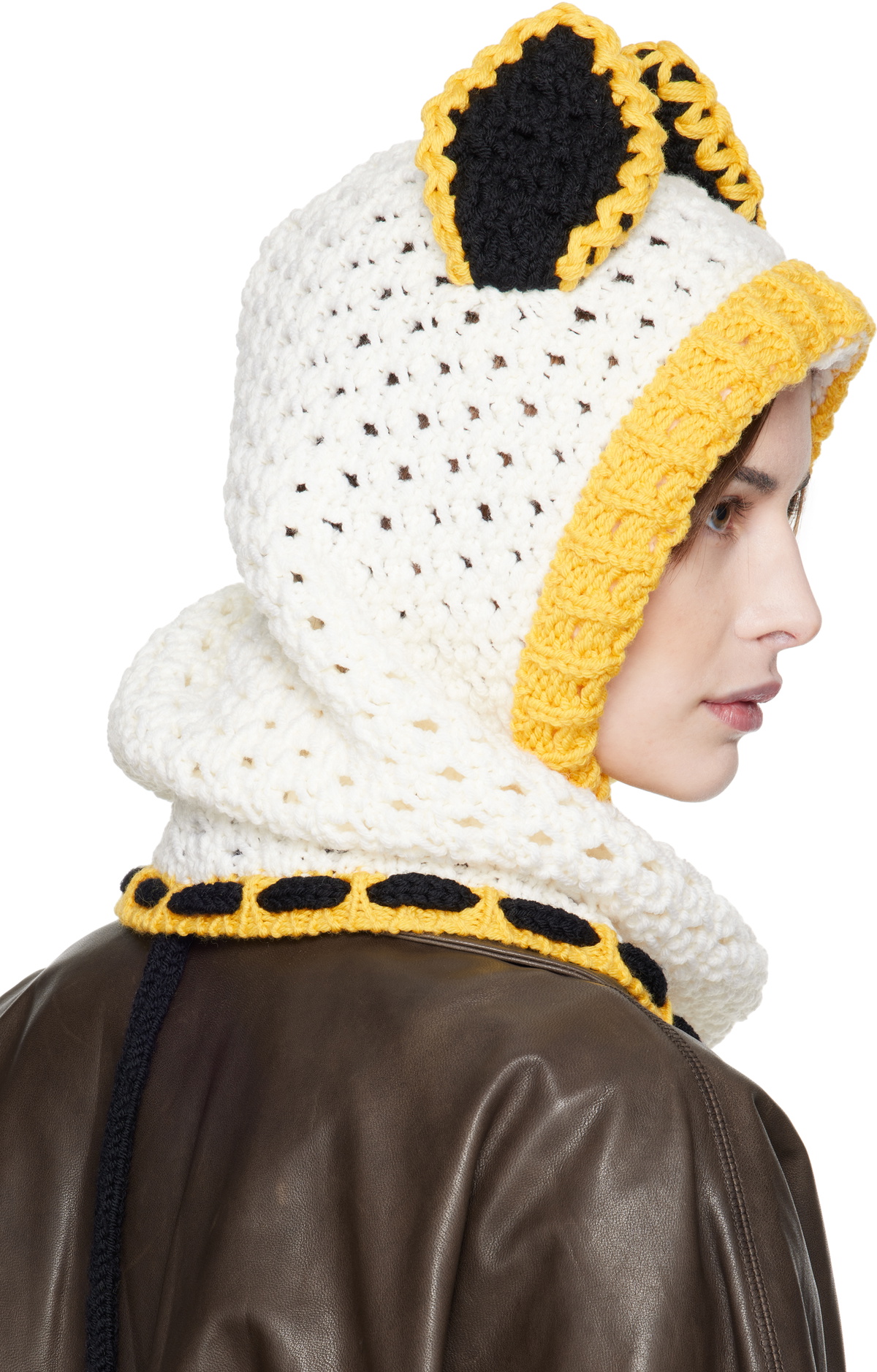 Marni Off-White & Yellow Wool Ears Balaclava Marni
