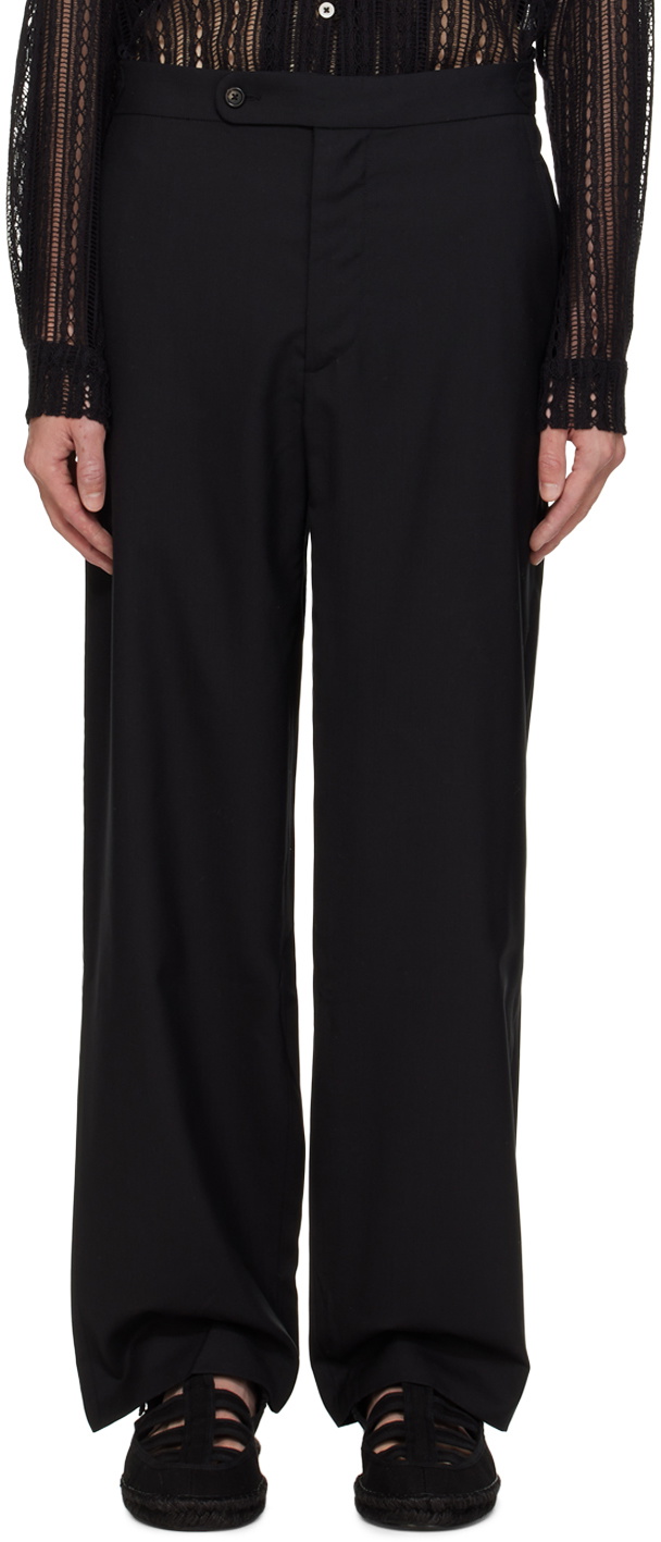 Bode Black Tropical Wool Side Buckle Trousers Bode