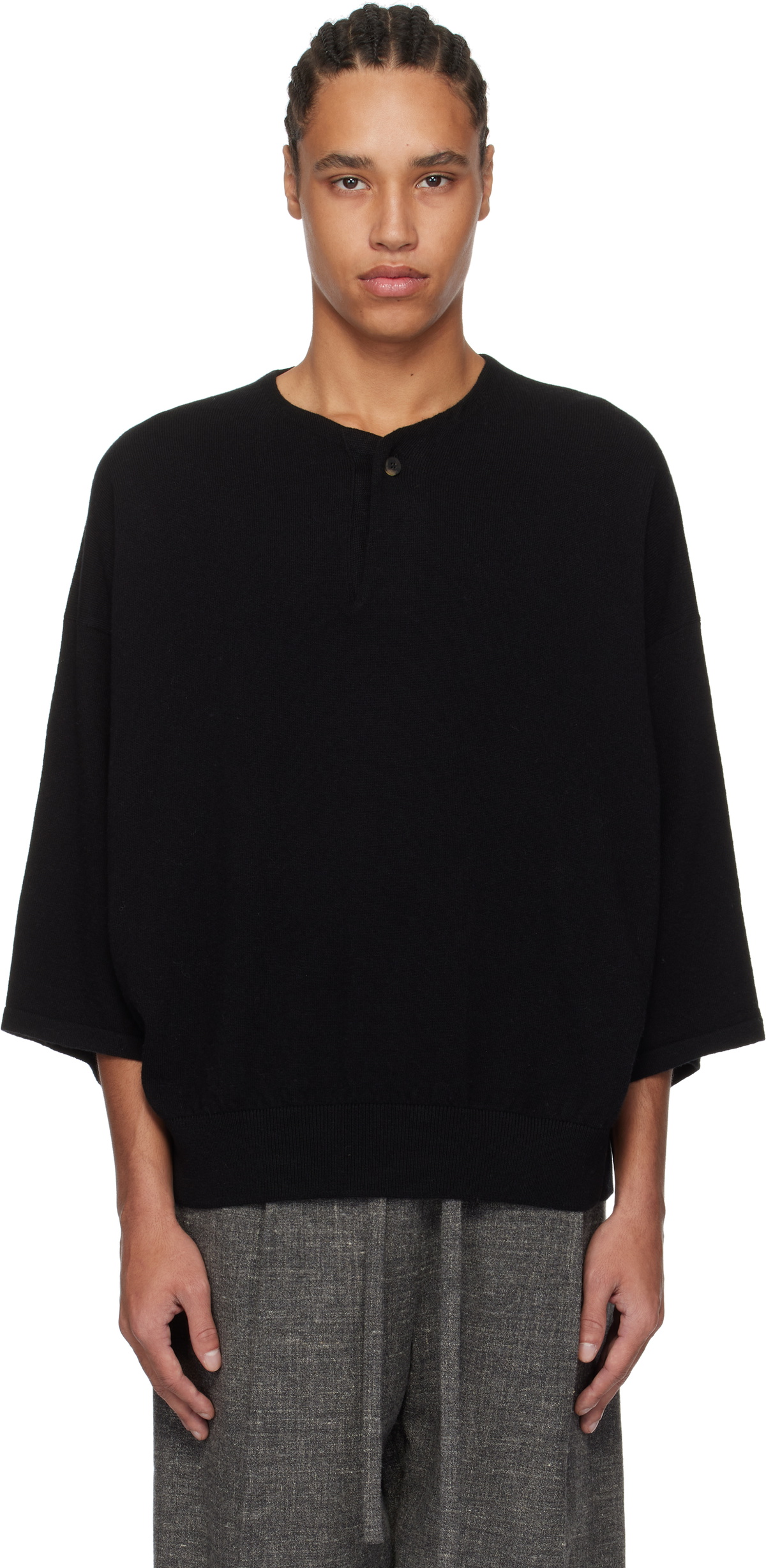 Fear of God Black Fine Knit Henley Fear Of God