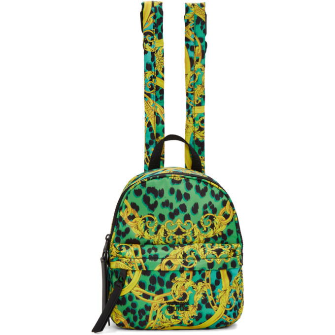 Versace Jeans Couture Blue and Yellow Barocco Backpack Versace