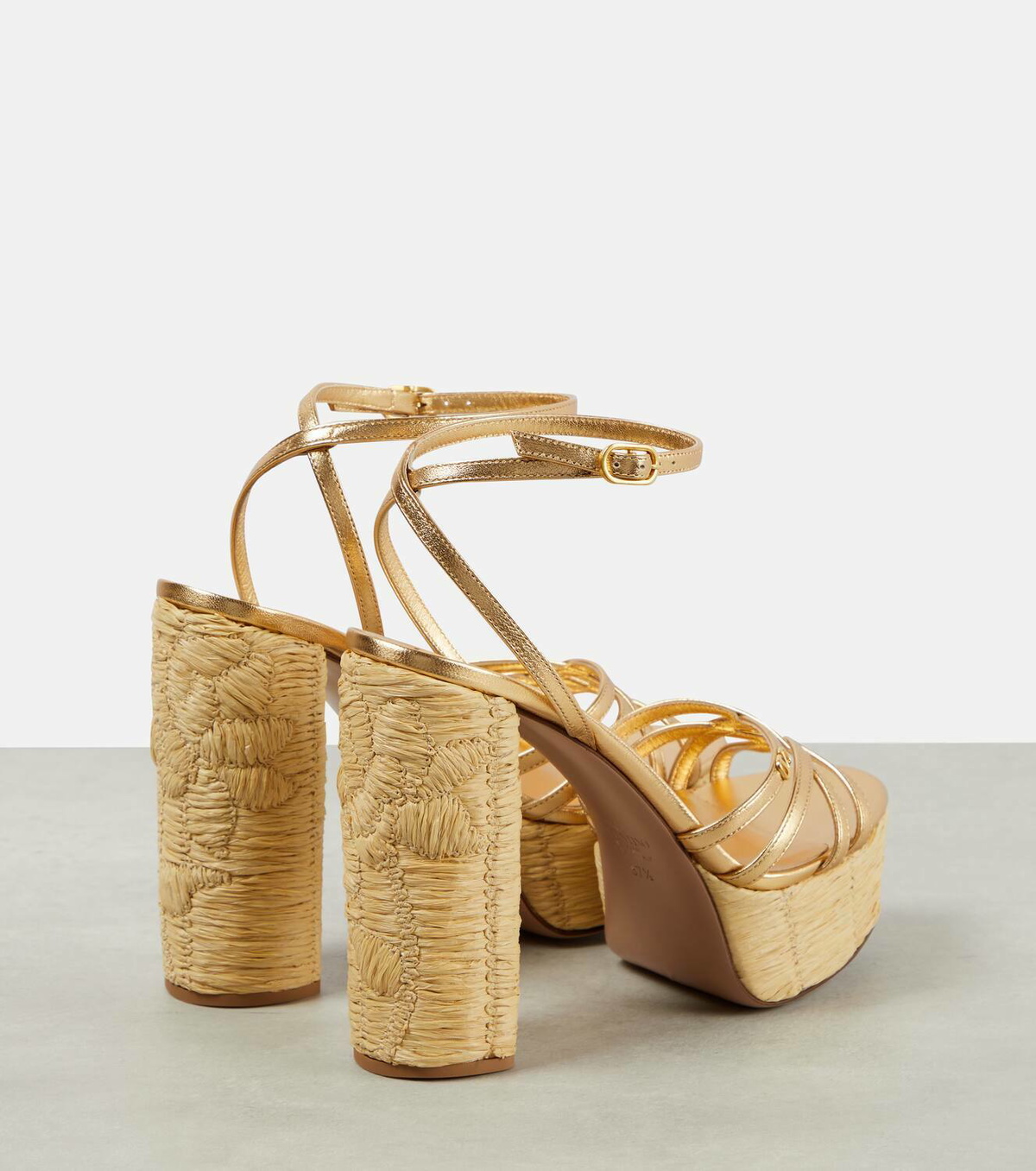 Valentino Garavani Raflower raffia-trimmed leather sandals Valentino ...
