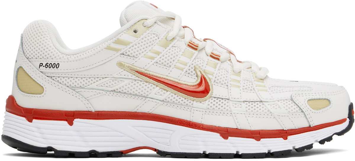 Nike White & Red P-6000 Sneakers Nike
