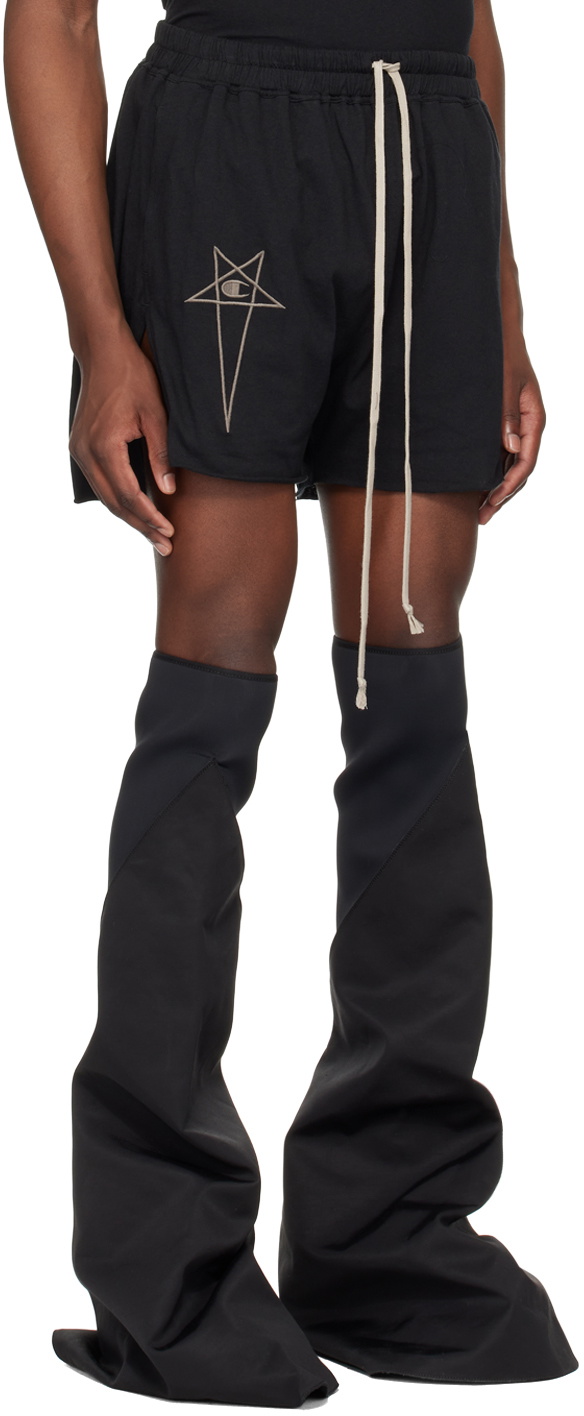Rick Owens Black Champion Edition Dolphin Shorts Rick Owens