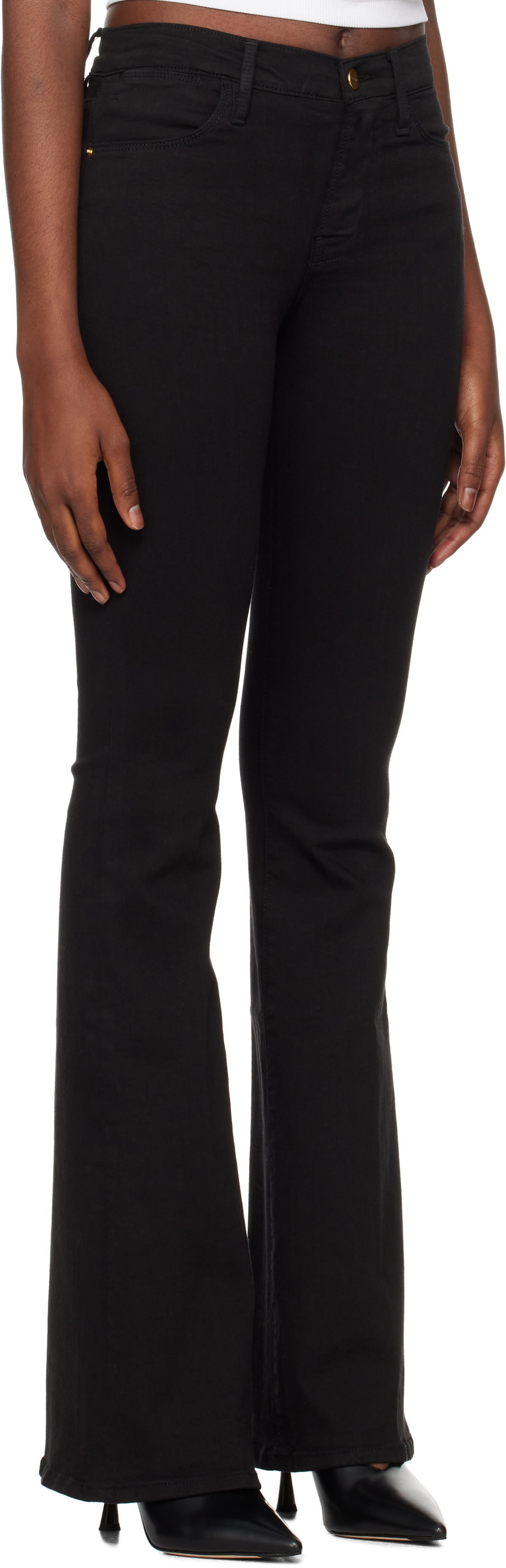 FRAME Black 'Le High Flare' Jeans Frame Denim