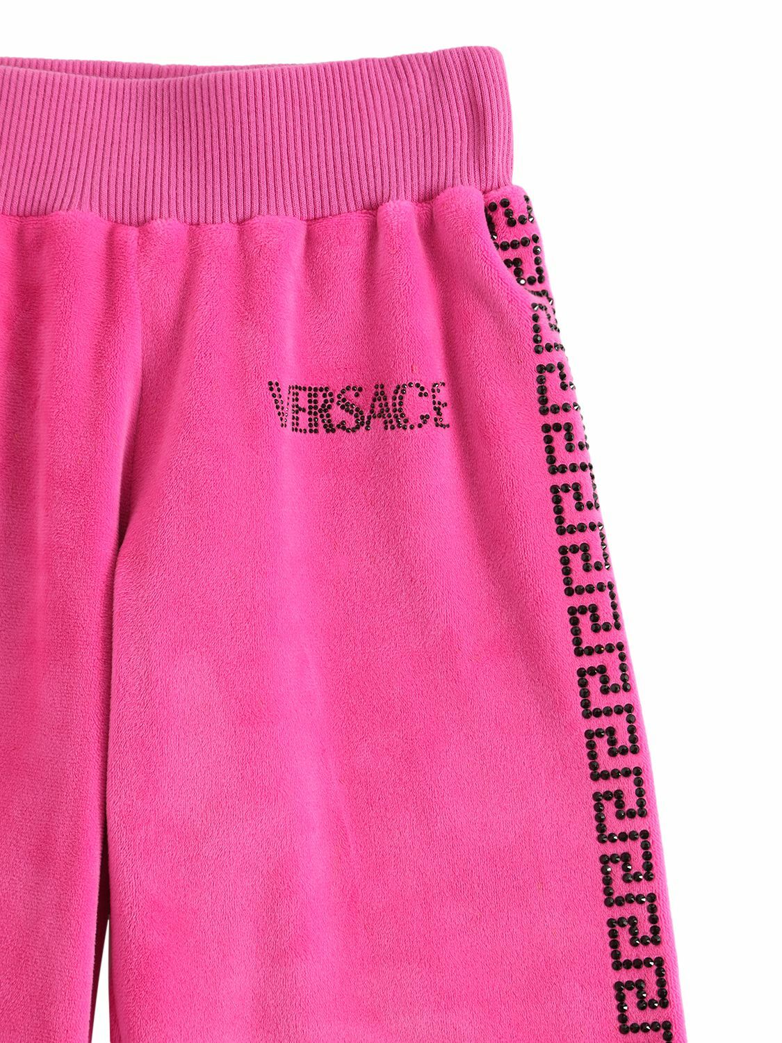 VERSACE Embellished Logo Velvet Sweatpants Versace