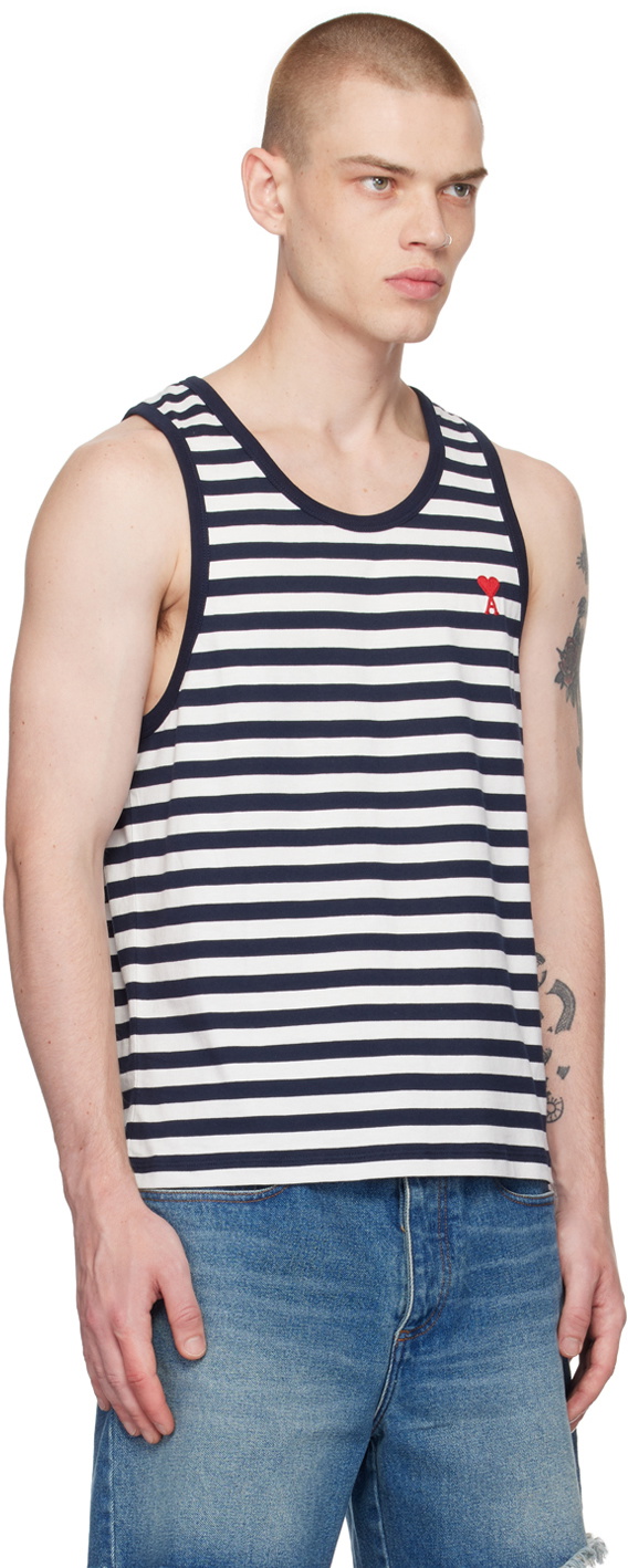 AMI Paris Navy Striped Tank Top AMI