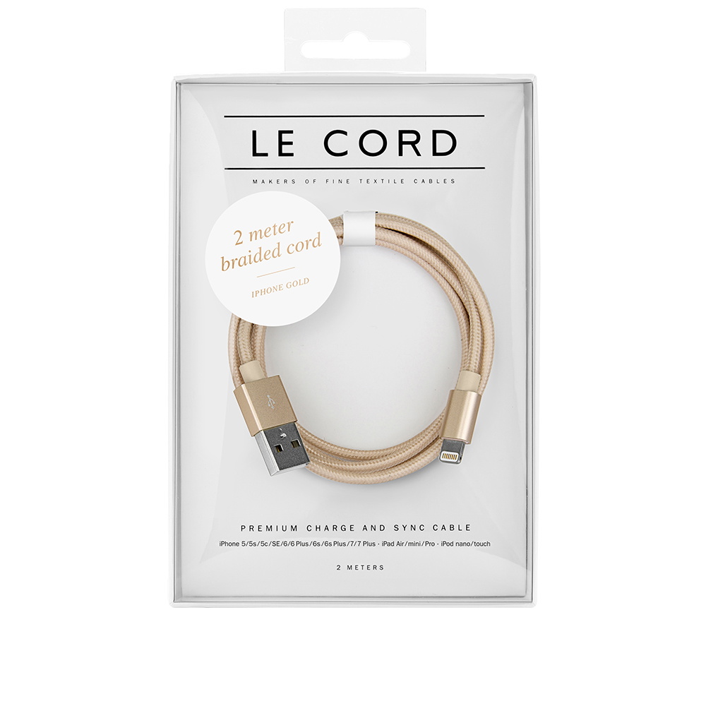 Le Cord Solid Gold Braided 2m Lightning Cable Garrett Leight
