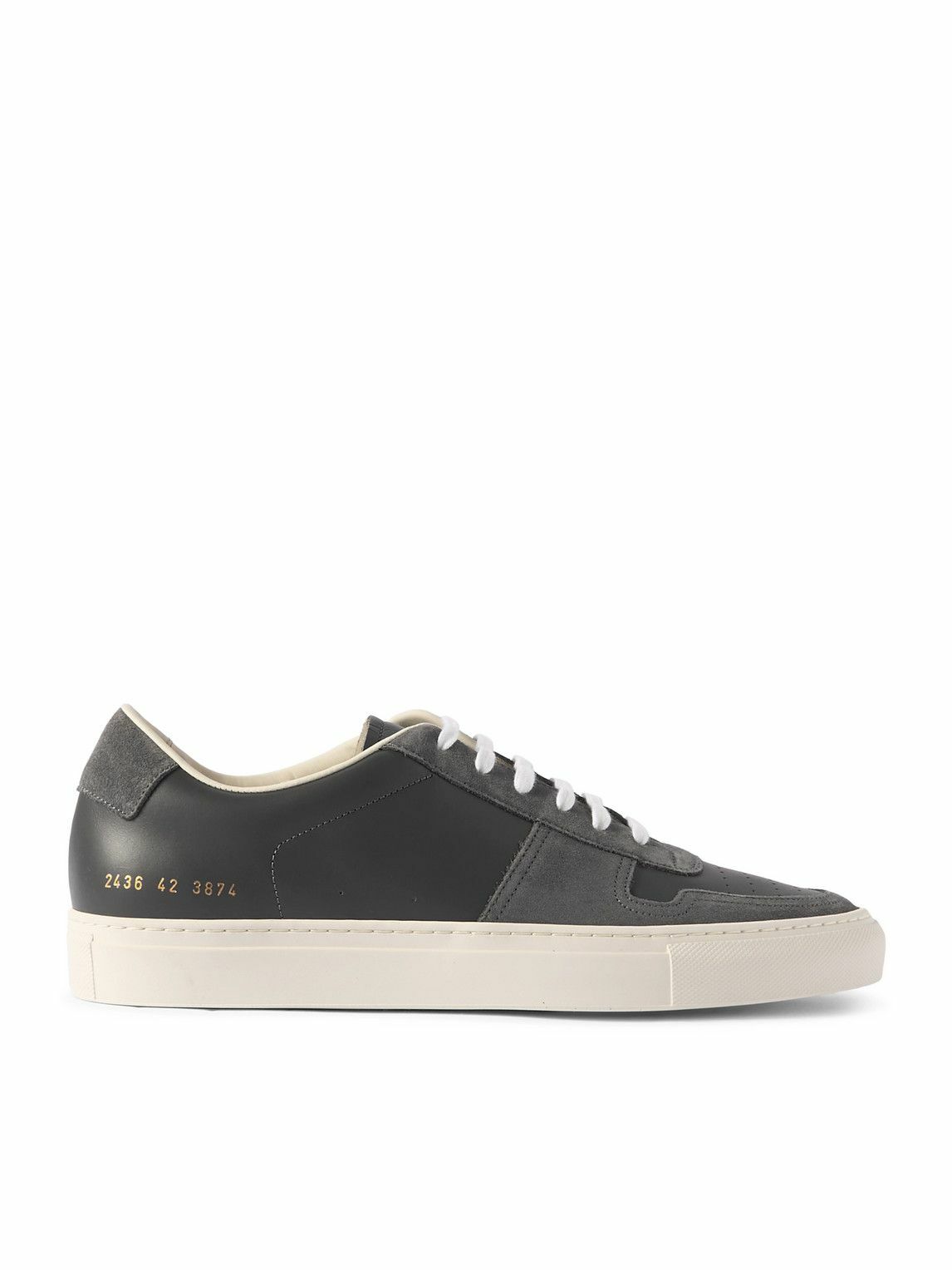 Common Projects - BBall Suede-Trimmed Leather Sneakers - Gray Common ...