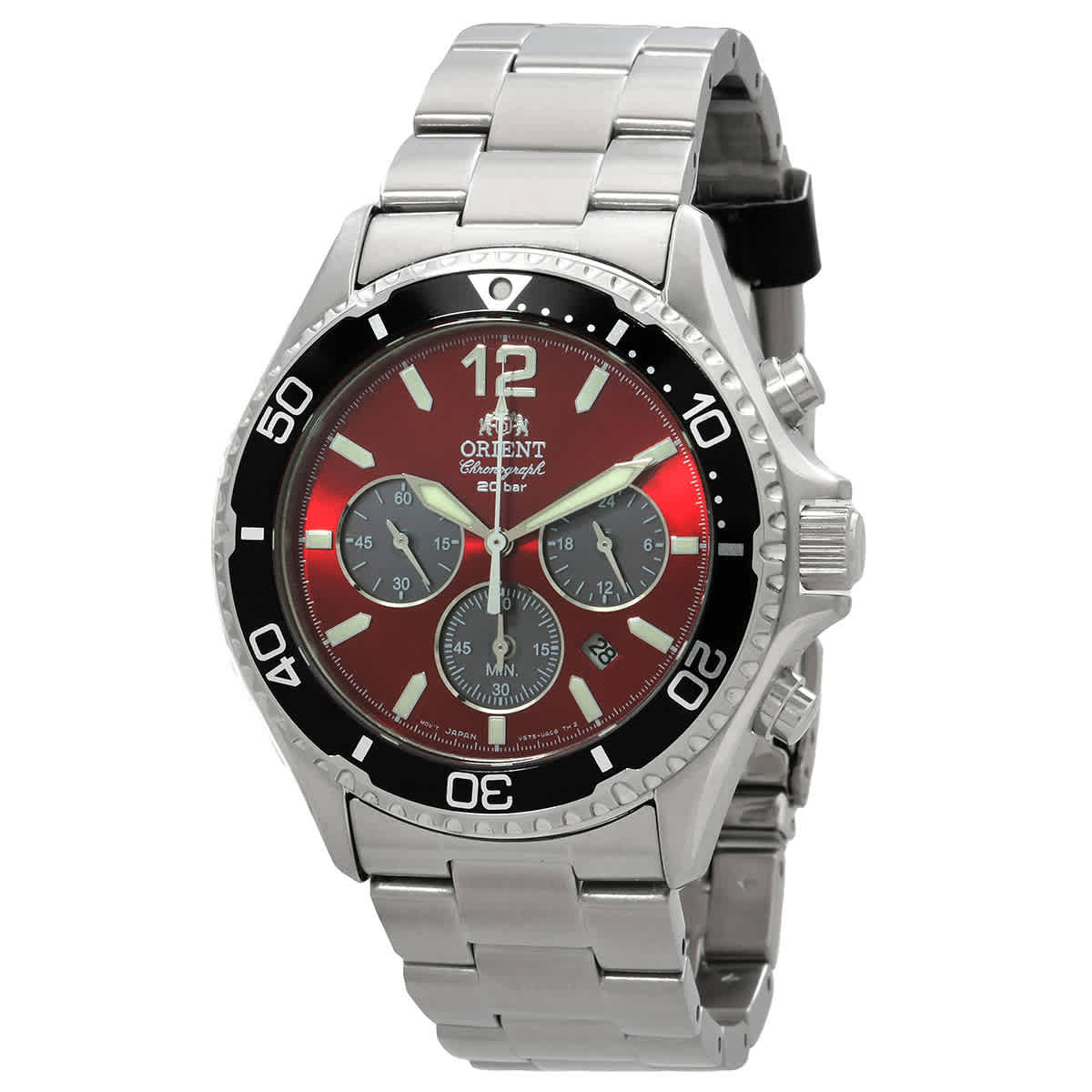 Orient Sports Solar Powered Chronograph Red Dial Mens Watch ...